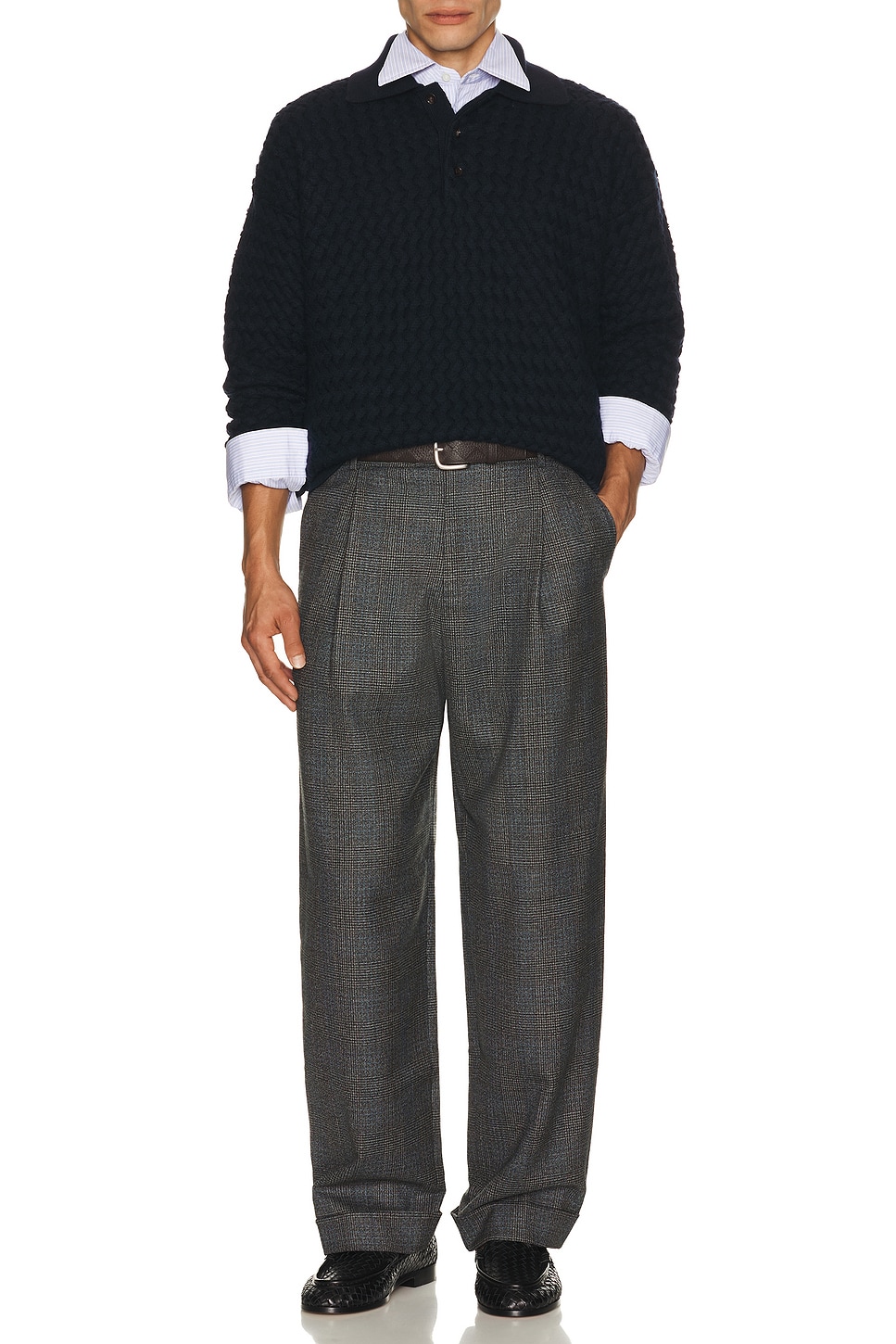BOTTEGA VENETA Bottega Veneta Intrecciato Knit Wool Polo Sweater